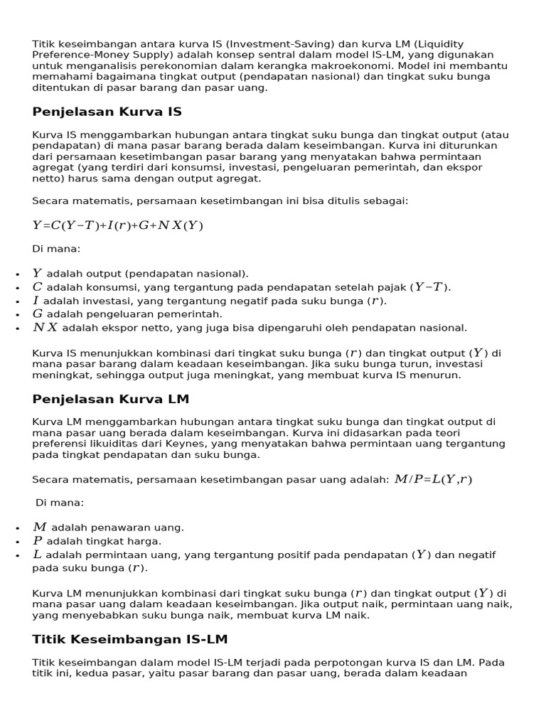Titik Keseimbangan Antara Kurva IS | PDF