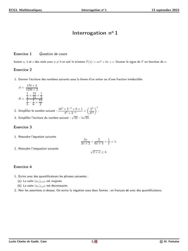 ECG1 Interro1 23-24 | PDF