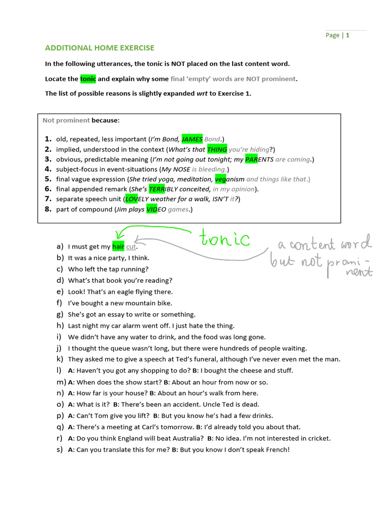 Additional Home Exercise | PDF