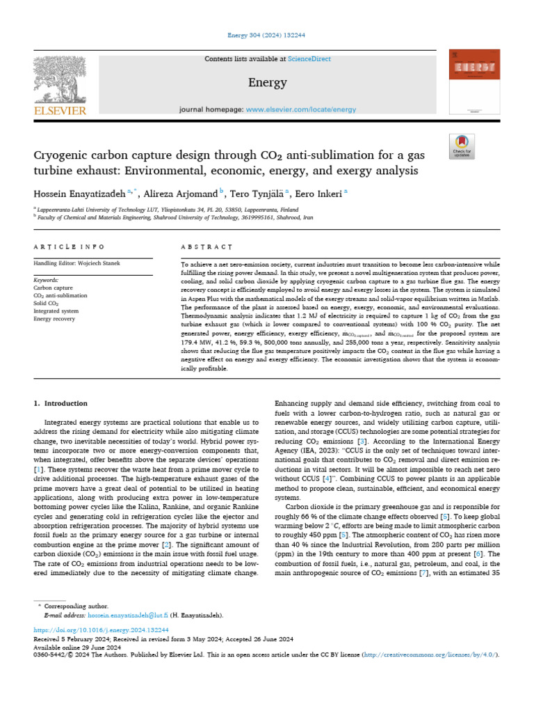 Cryogenic Carbon Capture Design Through CO2 Anti-Sublimation For A Gas ...