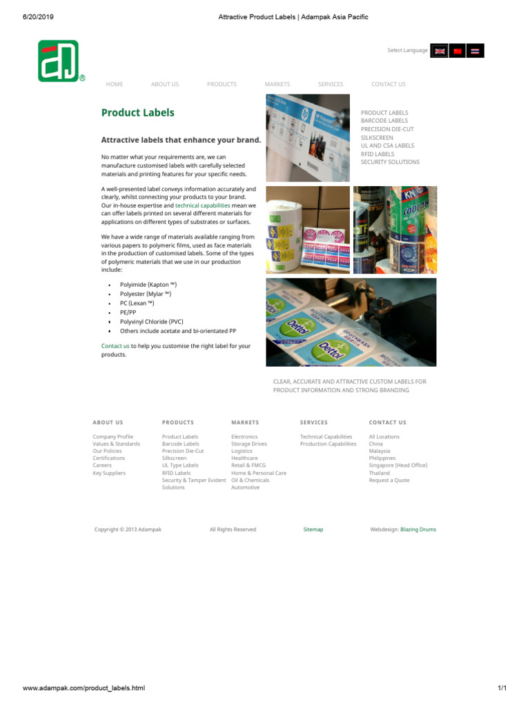 Attractive Product Labels _ Adampak Asia Pacific | PDF