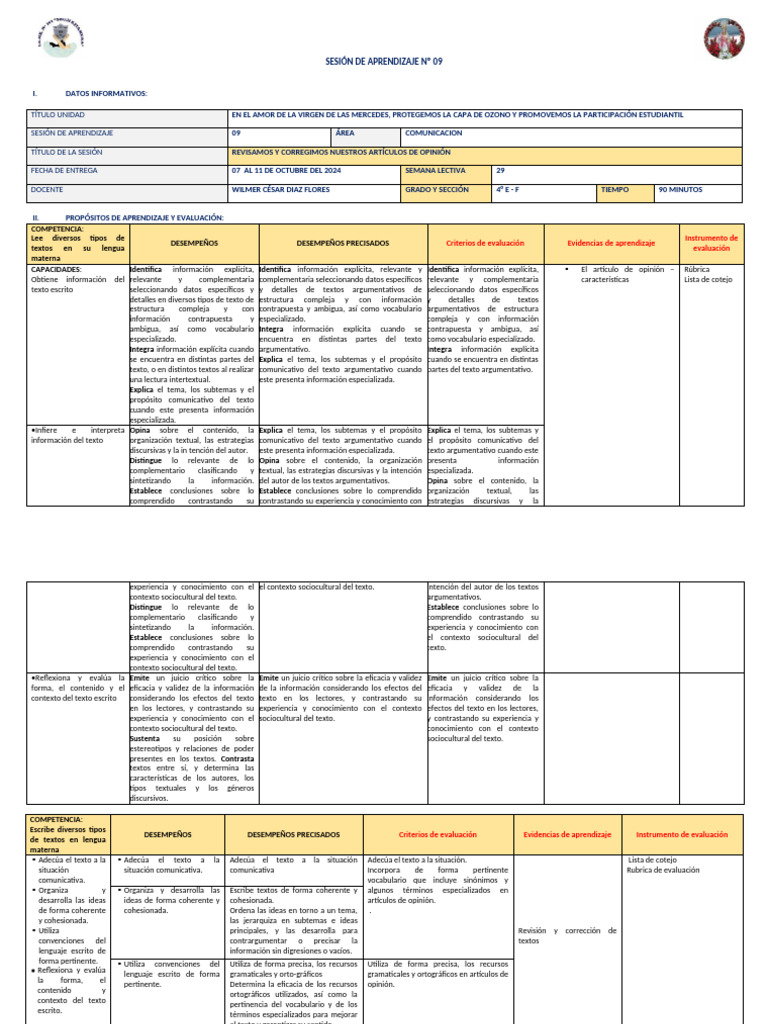 S.A. #09 y 10 - 4to - U6 - Biii | PDF | Aprendizaje | Evaluación