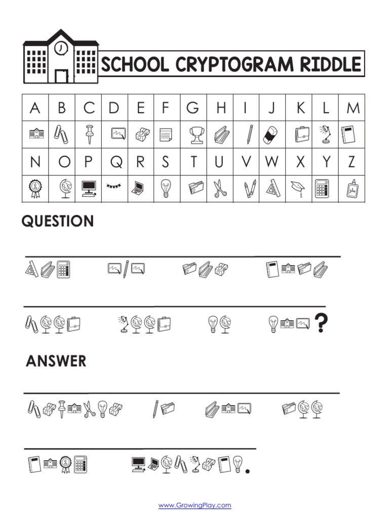 School Cryptogram Puzzle | PDF