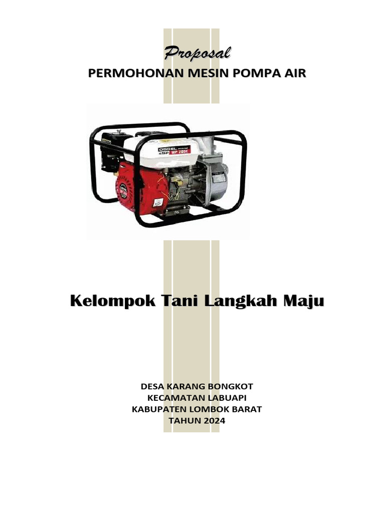proposal pompa air karang bongkot | PDF