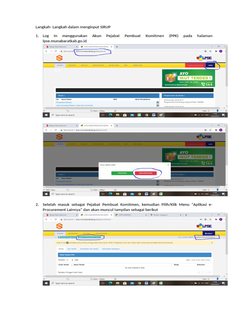 Langkah Langkah Penginputan SiRUP | PDF