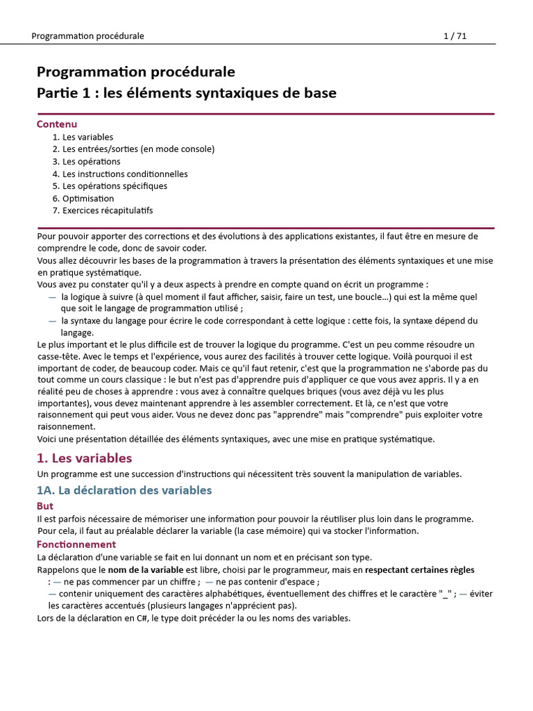 Programmation Procedurale | PDF | Encodings | Orthography