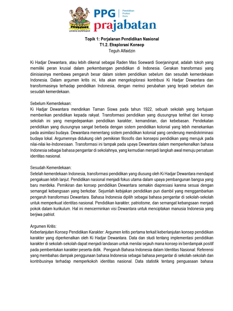 5.) T1.2. Eksplorasi Konsep - Teguh Alfaidzin - Filosofi Pendidikan Indonesia | PDF | Sejarah