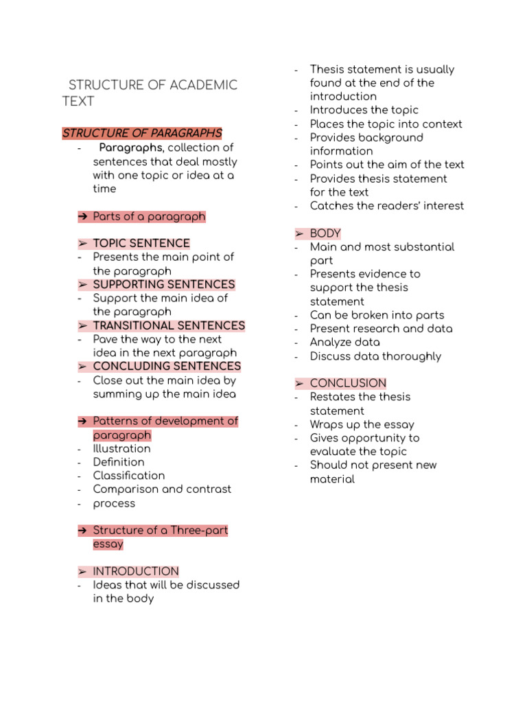 Structure of Academic Texts | PDF