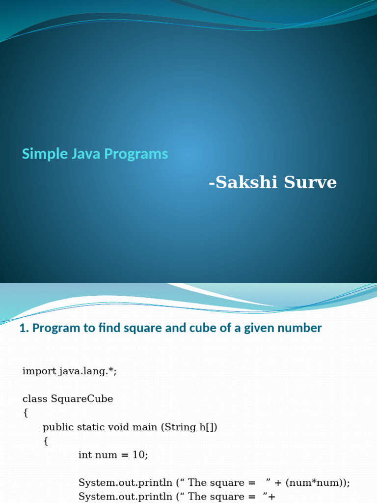 Lecture 2 Simple Java Programs-1 | PDF