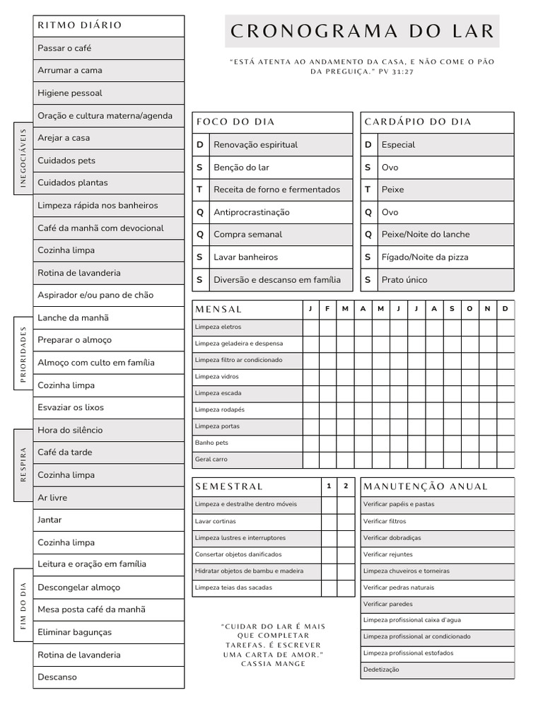 @@cronograma Do Lar | PDF