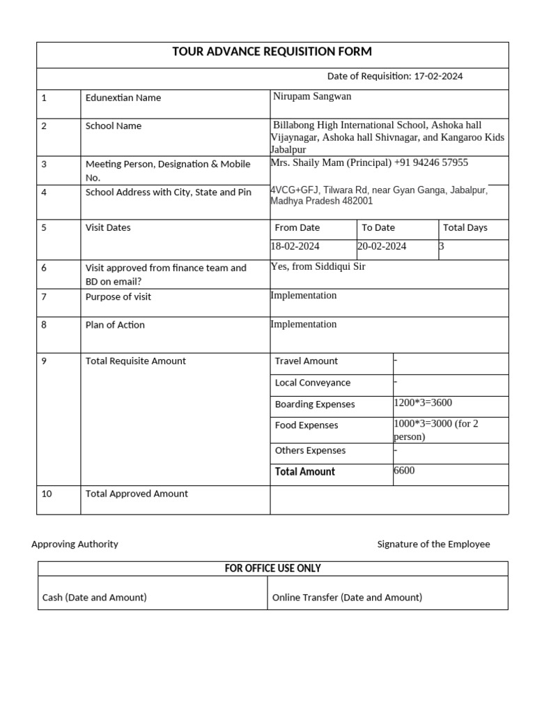 Advance Requisition | PDF