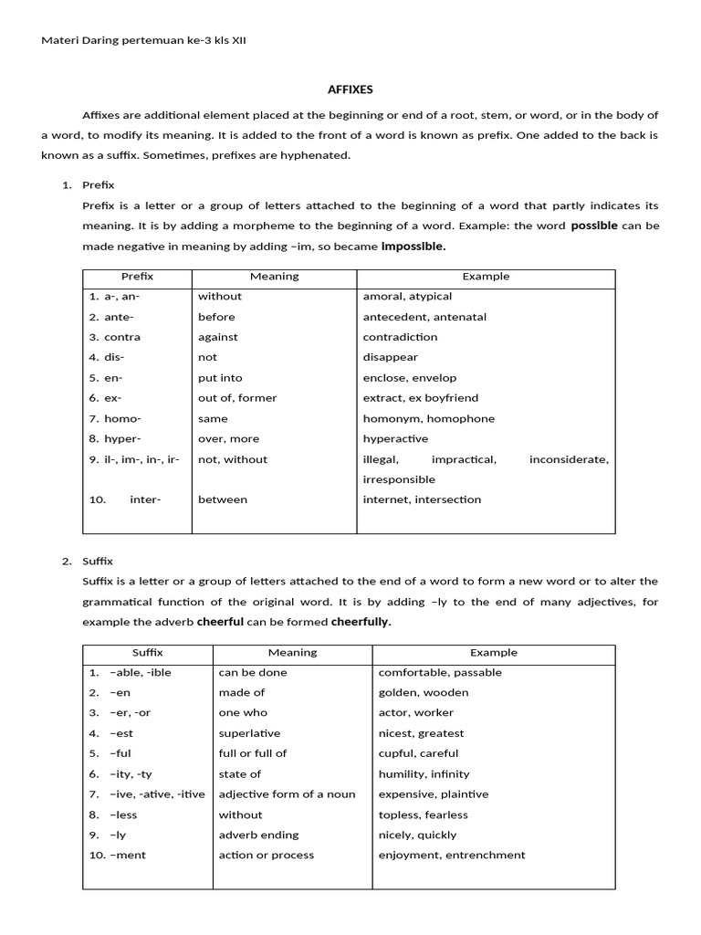 Materi Affixes | PDF