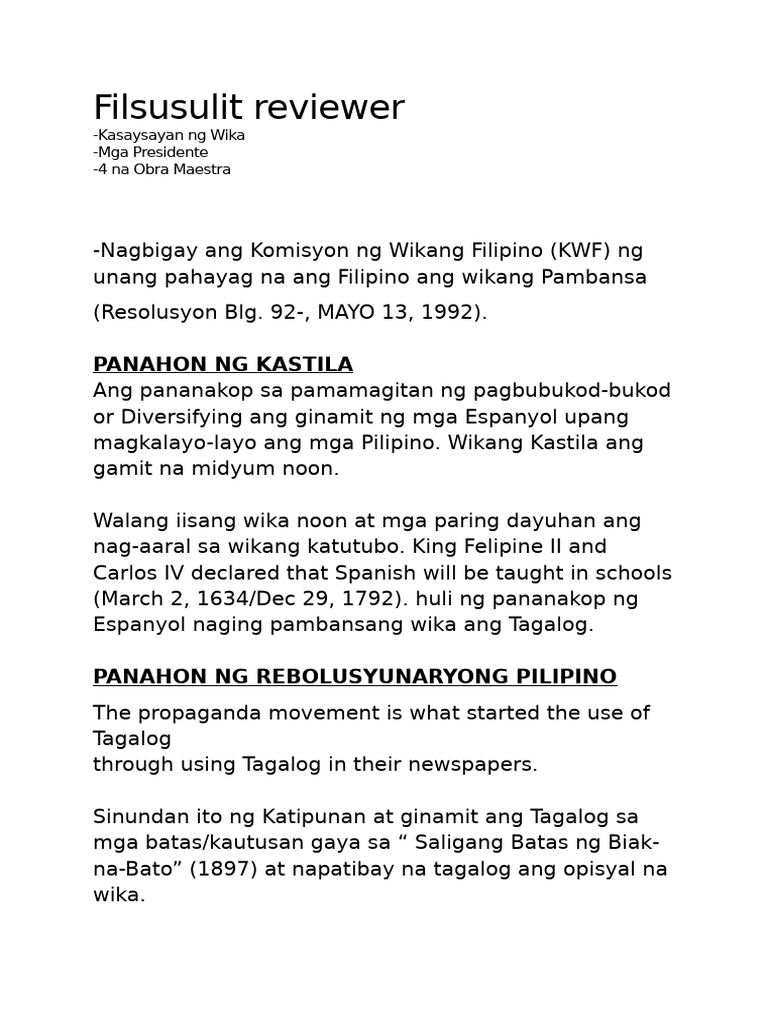 Filsusulit Reviewer 2 | PDF