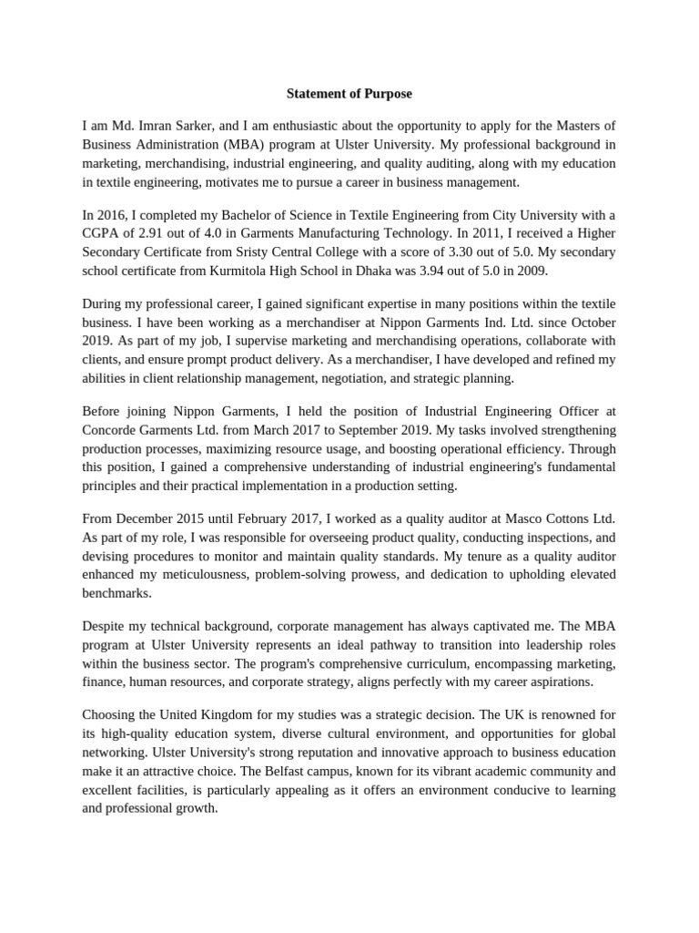 Sop-Md Imran Sarker-Ulster | PDF