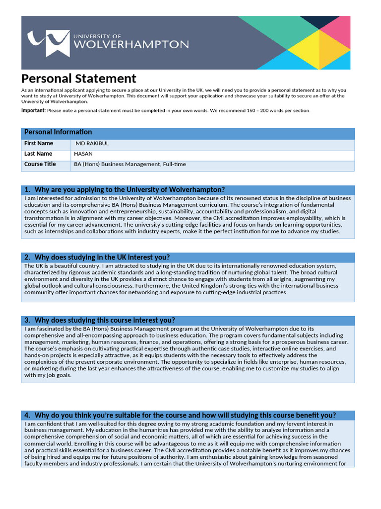 WLV---Personal-Statement | PDF