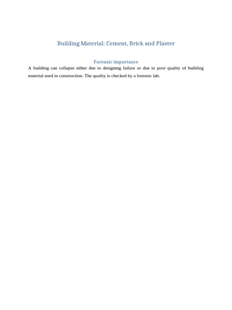 Building Material Cement, Brick and Plaster | PDF
