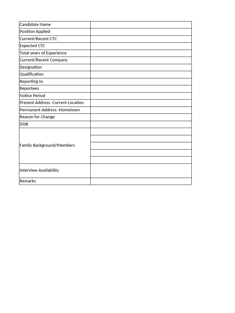 Candidate Information Summary Template | PDF | Career & Growth