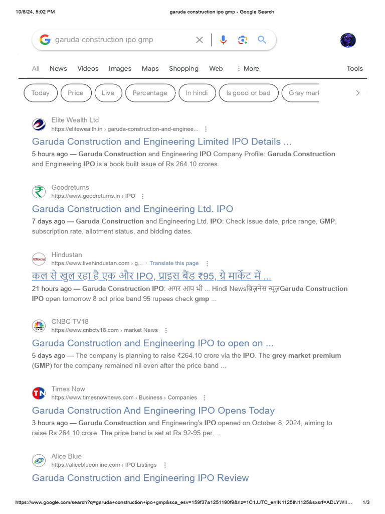 Garuda Construction Ipo GMP: More Tools News Videos Images Maps ...