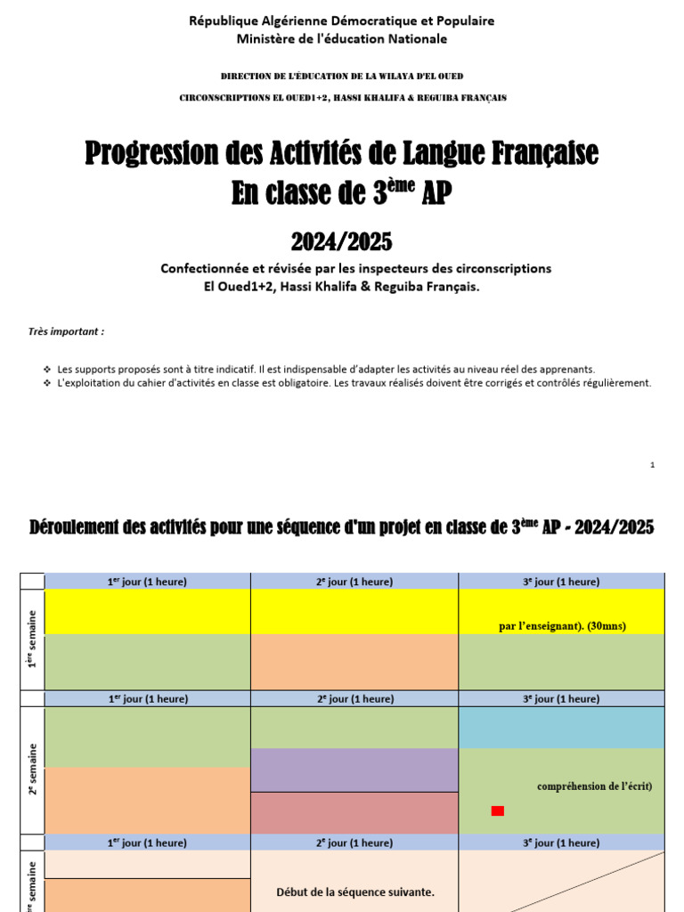 La Progression Annuelle de La 3 AP+La Phase D'imprégnation 2024-2025 Version Finale | PDF