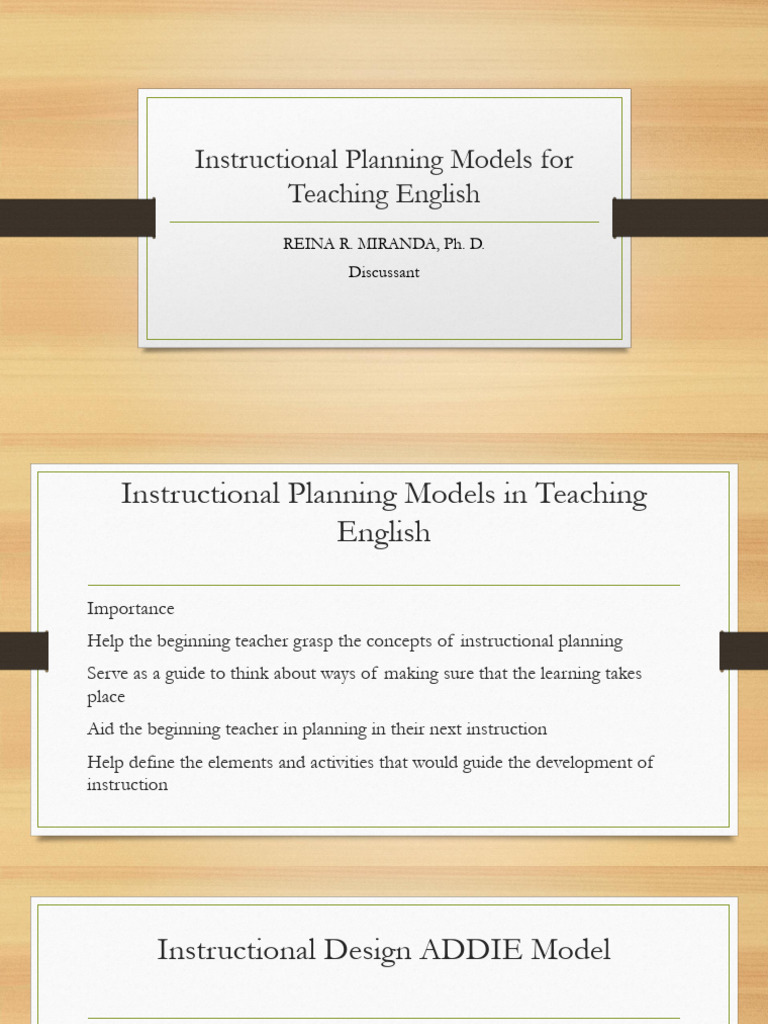 Instructional Planning Models For Teaching English | PDF