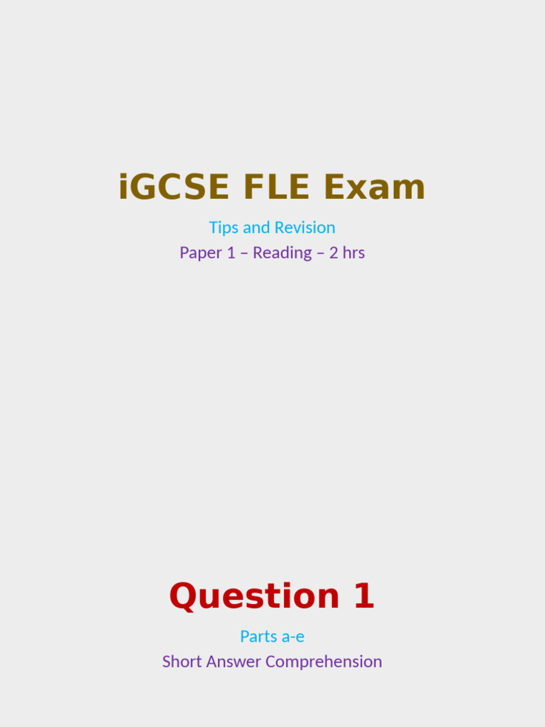 IGCSE FLE Revision | PDF