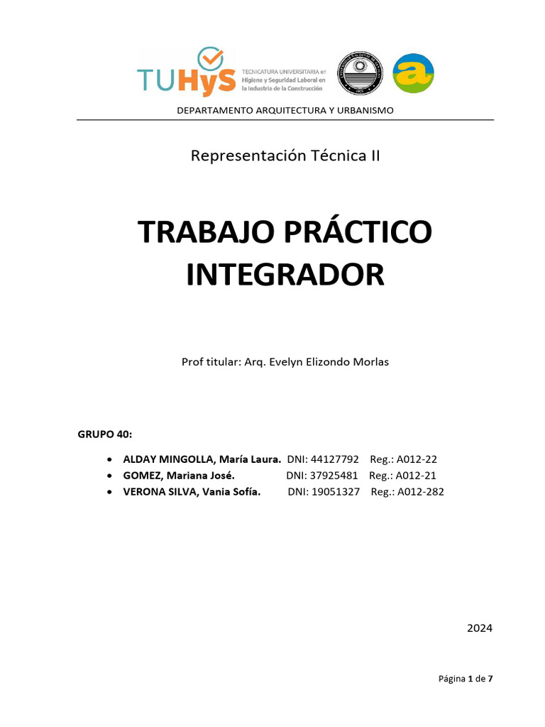 Representacion Tecnica II- Trabajo Practico Integrador Grupo 40[1] | PDF