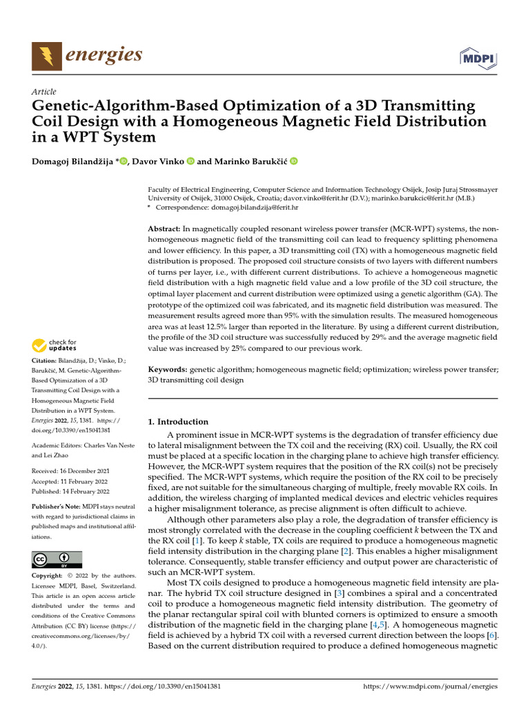 Genetic Algorithm Based Optimization Of A 3d Transmitting Coil Design With A Homogeneous