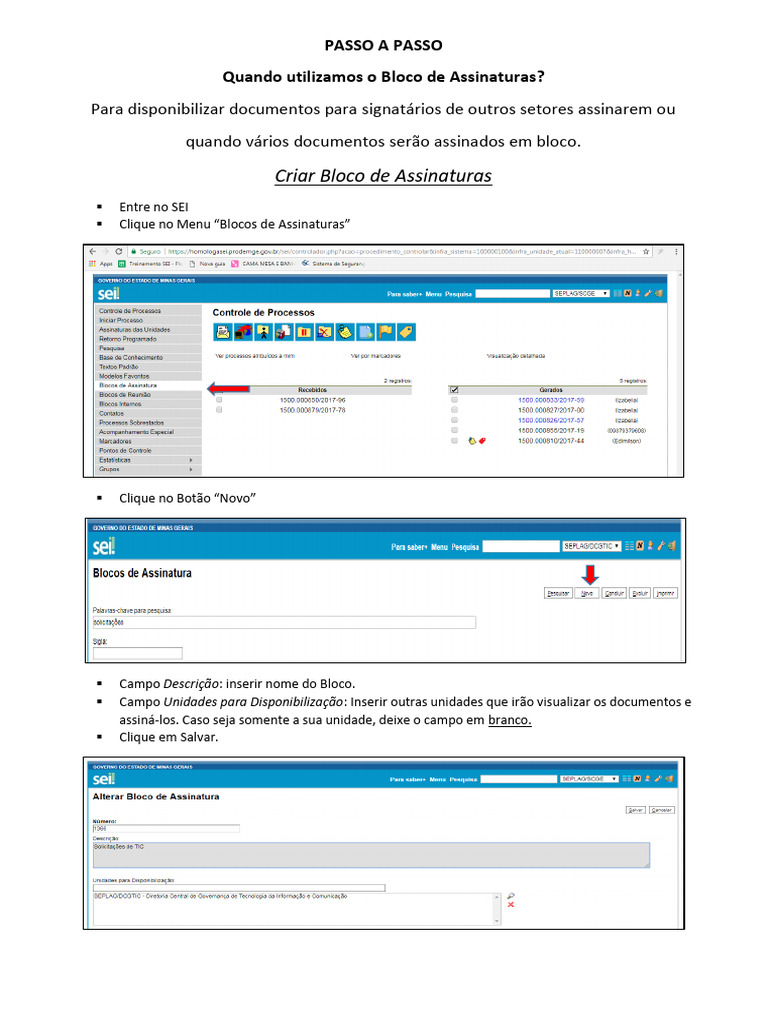 Manual Sei - Bloco de Assinaturas | PDF