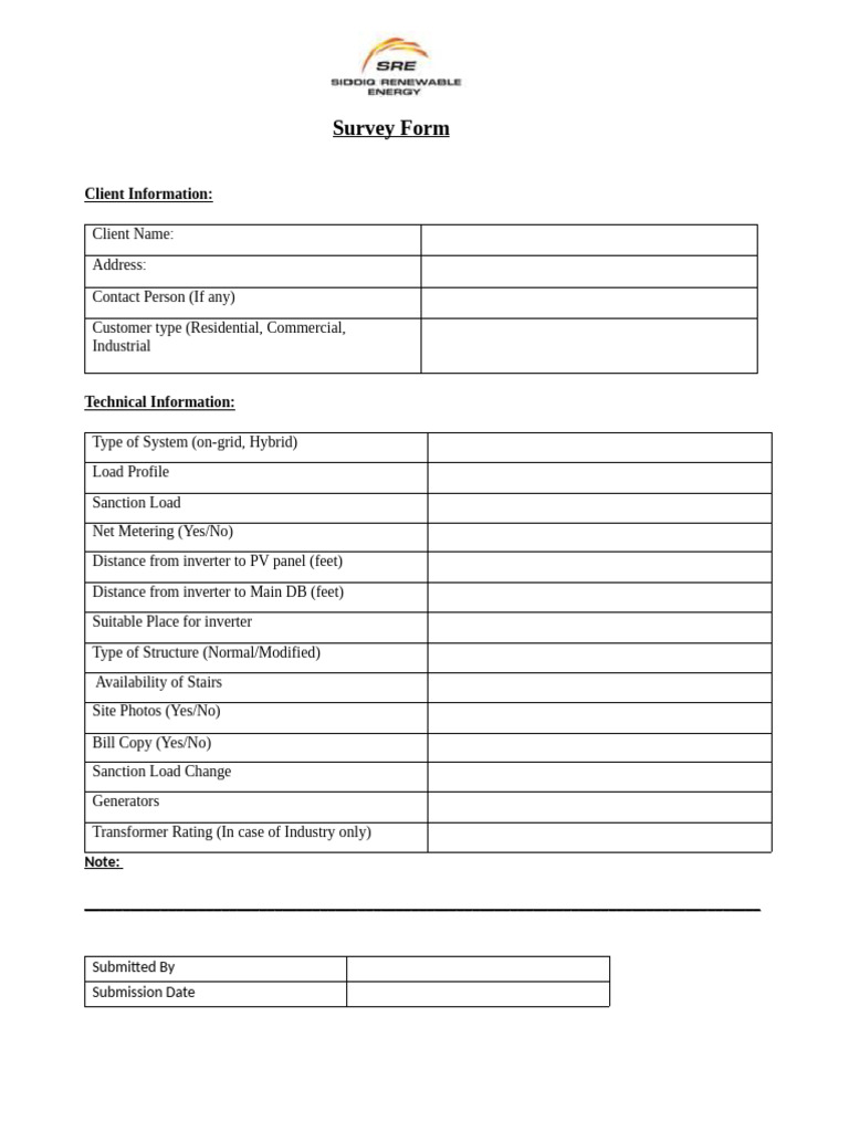Site Survey Form. | PDF