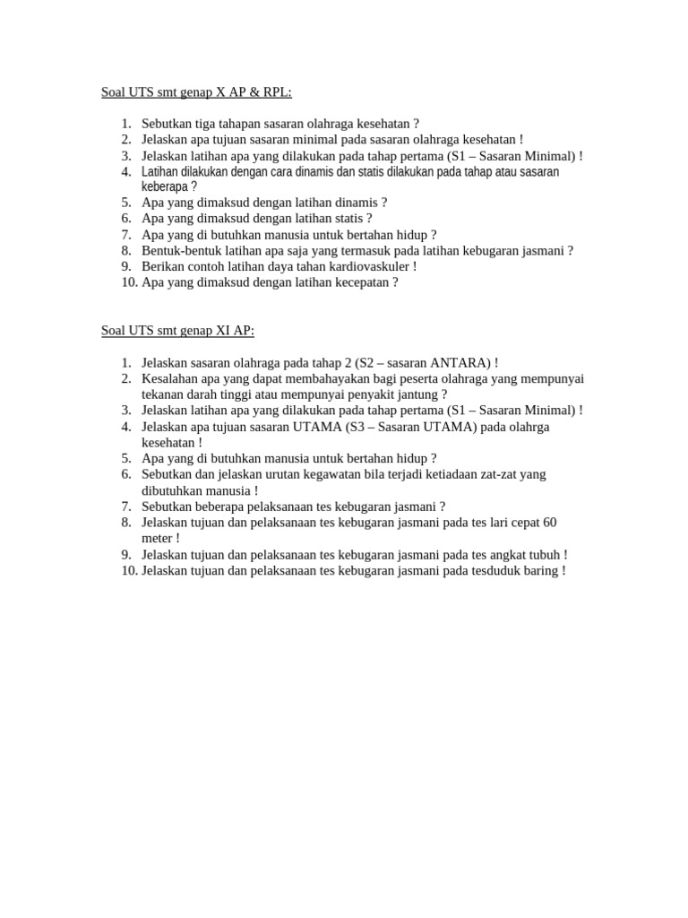 Soal UTS SMT Genap X AP, X RPL, XI AP 2010 | PDF