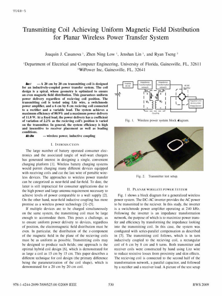 Transmitting coil achieving uniform magnetic field distribution for ...