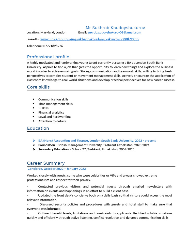 Sukhrob's CV | PDF
