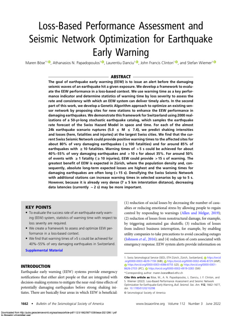 Loss-Based Performance Assessment For EEW-bssa-2021298.1 | PDF