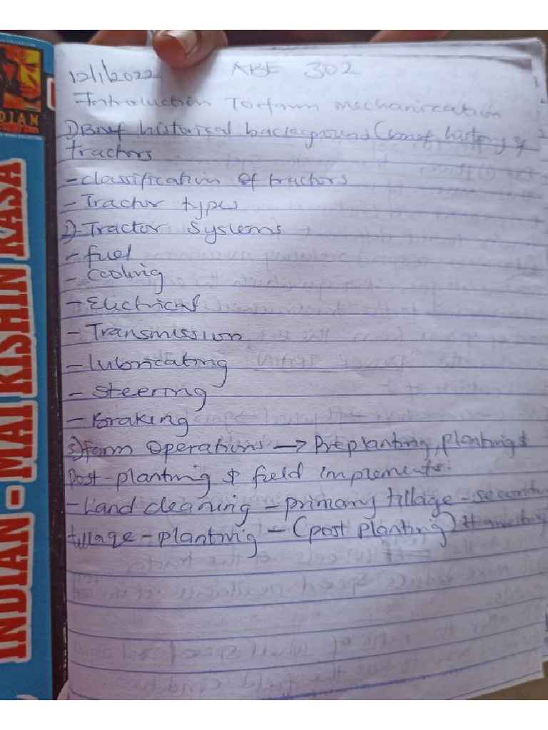 ABE302 Lecture Note Farm Machinery | PDF