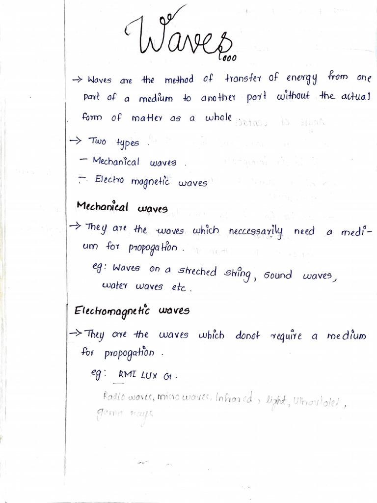 WAVES (Physics NCERT Notes) | PDF