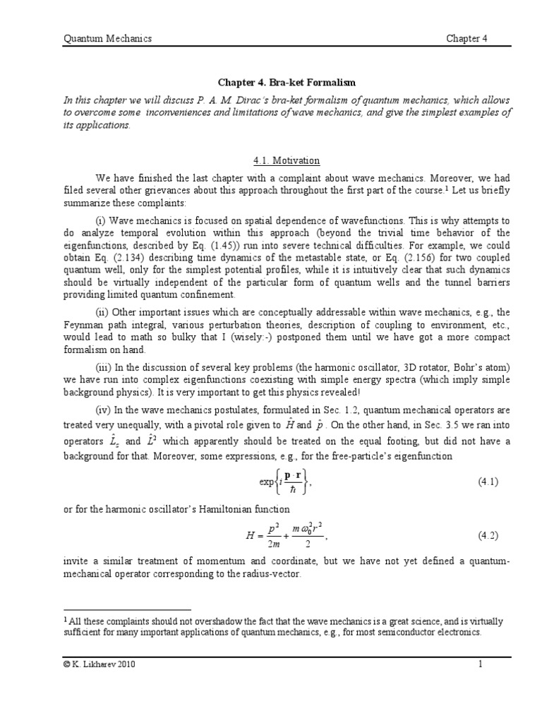 Ch4 - Chapter 4. Bra-Ket Formalism | PDF | Eigenvalues And Eigenvectors ...