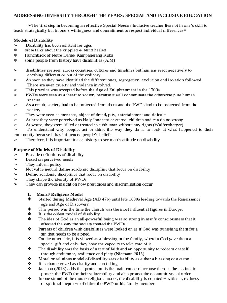 Week 2 Addressing Diversity Through The Years | PDF
