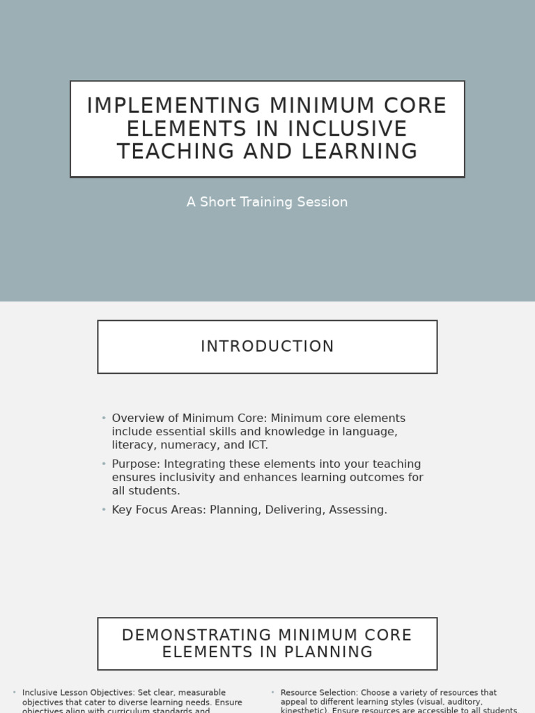 Activity 7.1 & 7.2 - Implementing Minimum Core Elements | PDF
