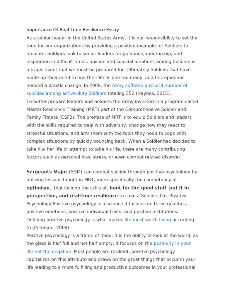 Importance of Real Time Resilience Essay | PDF