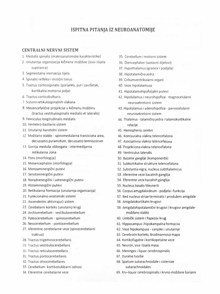 Pitanja Neuro | PDF