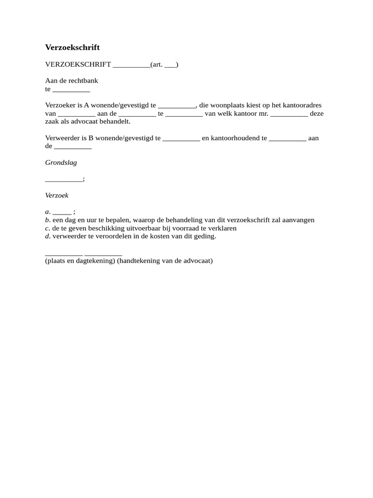 Model Verzoekschrift | PDF
