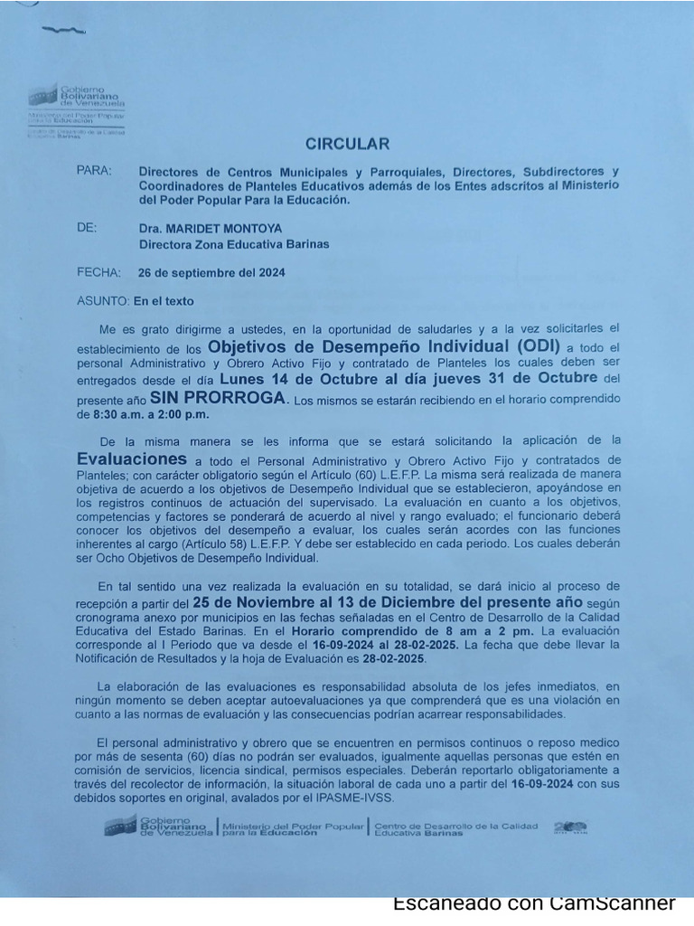 Circular 1er Periodo 2024 - 2025 | PDF
