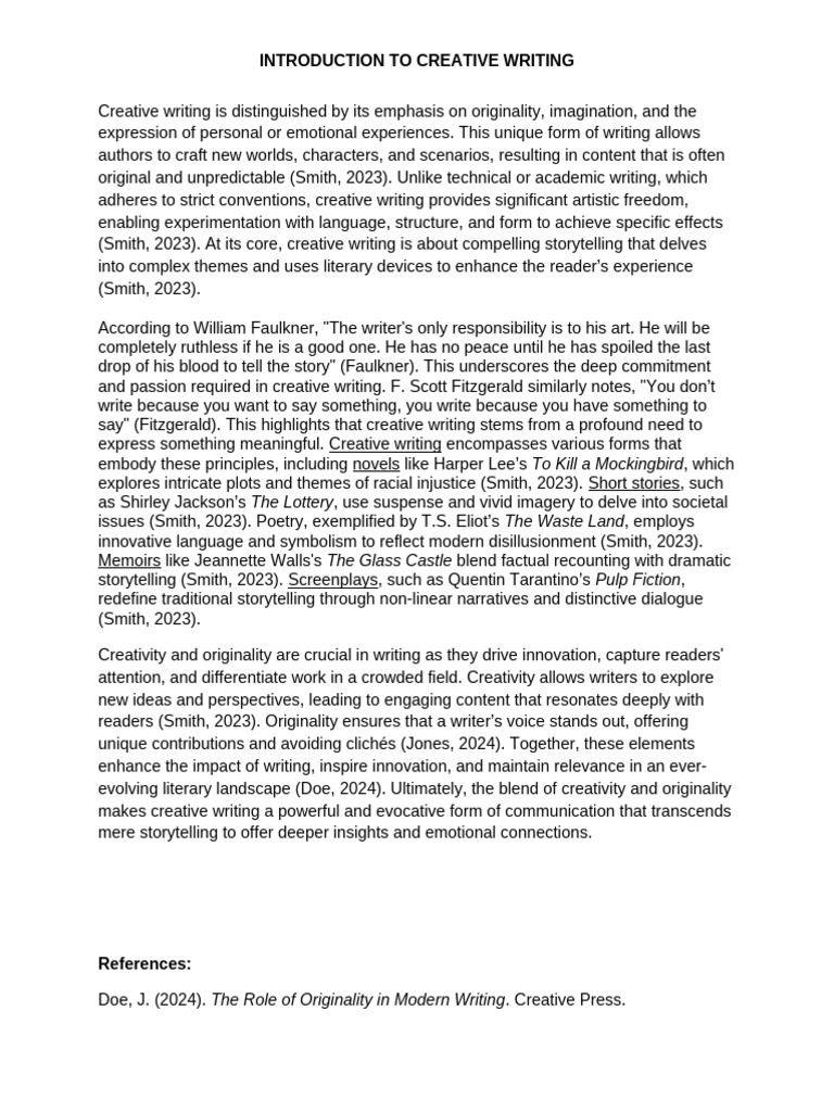 Creative Writing Research For Lesson 1 | PDF