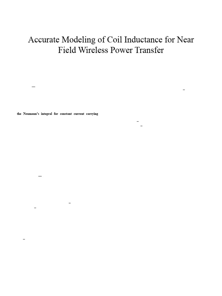 Accurate Modeling of Coil Inductance For Near Field WPT | PDF