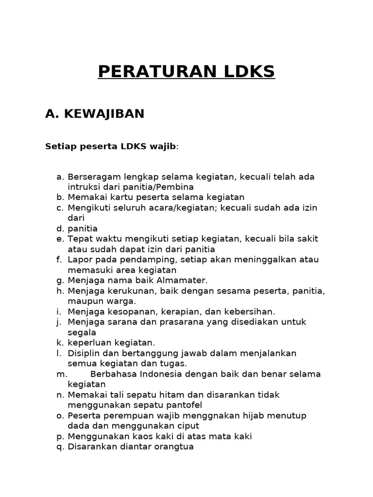 Peraturan LDKS | PDF