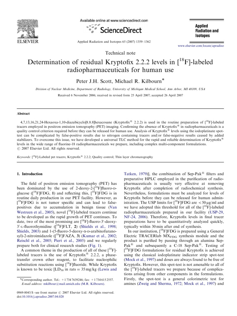 Determination of Residual Kryptofix 2.2.2 | PDF