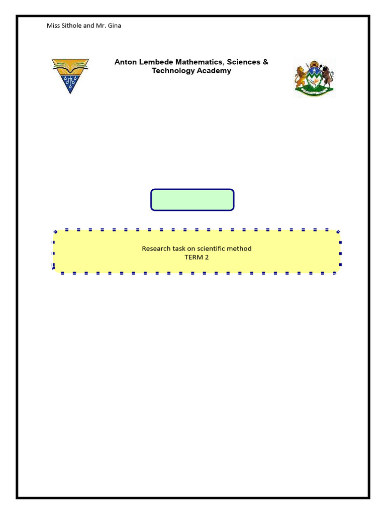 Scientific Method FORMAL TASK YEAR 9 | PDF
