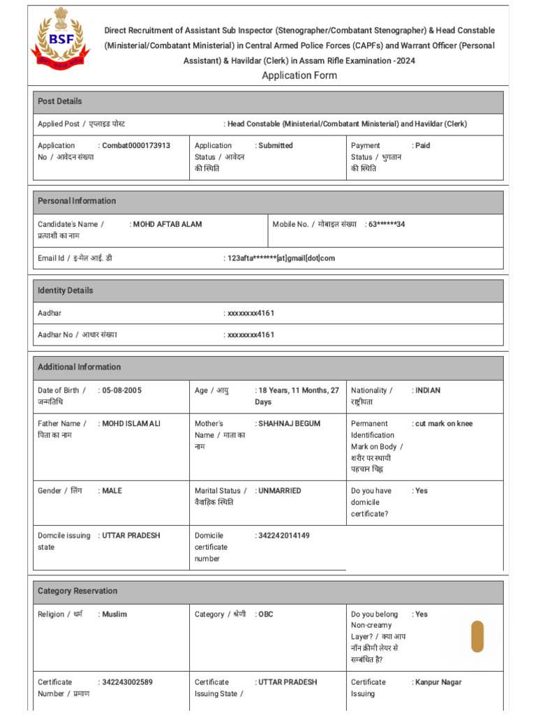 BSF - Preview Registration Form | PDF