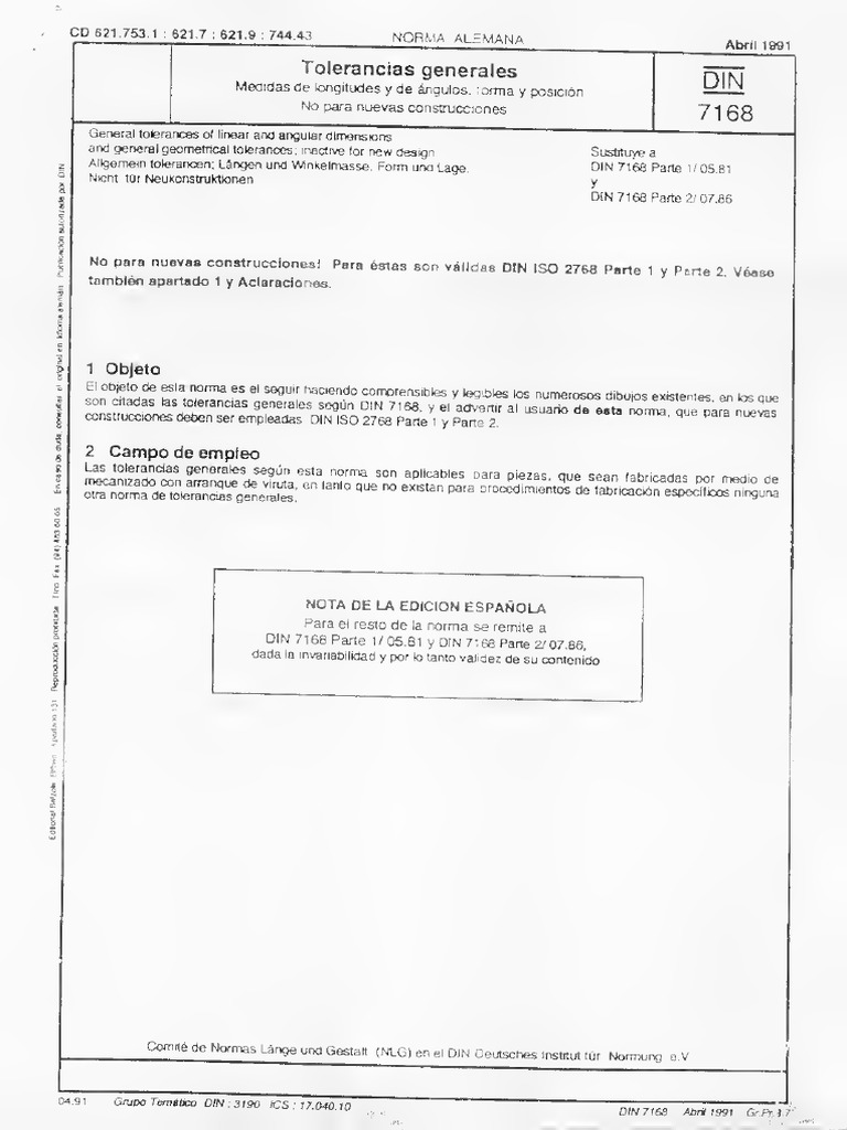 Din 7168 Tolerancias Generales Conversion Gate - Text | PDF