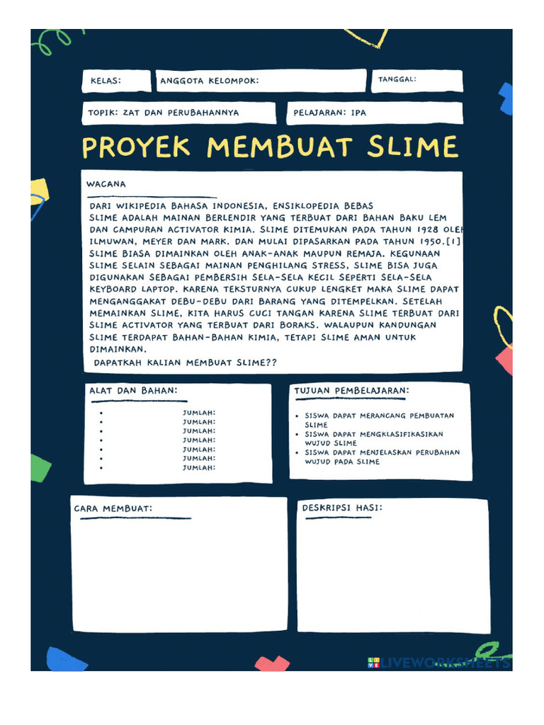 LKPD Pembuatan Slime | PDF